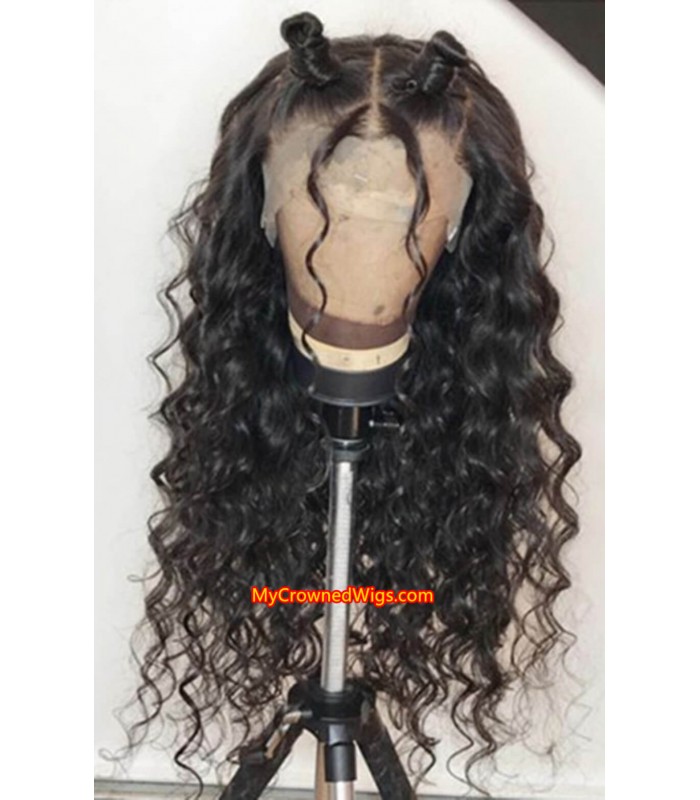 Beach wave 370 lace front human hair wig pre plucked with baby hair